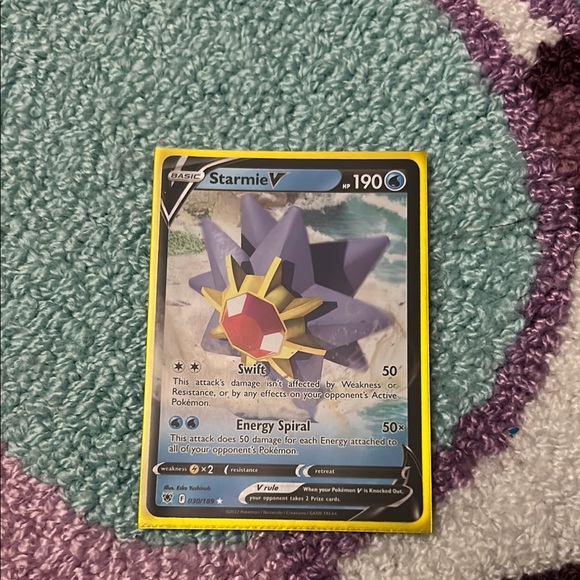 Pokemon | Toys | Pokemon Starmie V Trading Card Yellow Purple Red Blue ...